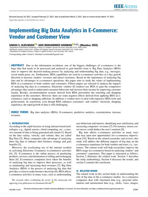 implementing big data analytics in e commerce vendor and customer view pdf e commerce