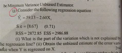 Solved Be Minimum Variance Unbiased Estimator G Consider