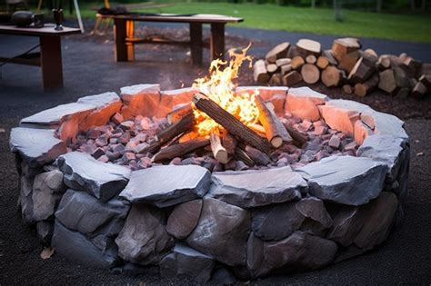 Premium AI Image Stepbystep Process Of Building A Diy Fire Pit