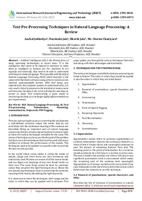 Pdf Text Pre Processing Techniques In Natural Language Processing A Review