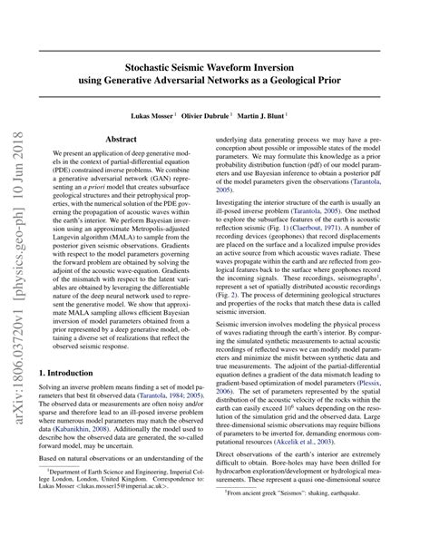 Pdf Stochastic Seismic Waveform Inversion Using Generative Adversarial Networks As A