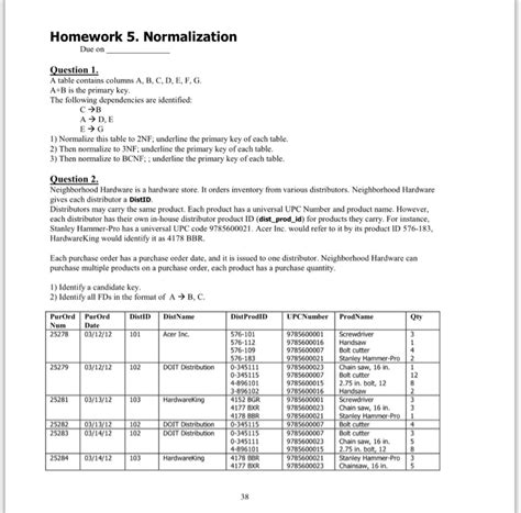 Solved Homework 5 Normalization Due On Question 1 A Tabl