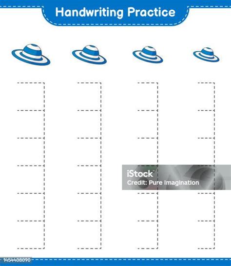 필기 연습 여름 모자의 추적 라인 교육 어린이 게임 인쇄 워크시트 벡터 일러스트 레이 션 0명에 대한 스톡 벡터 아트 및 기타