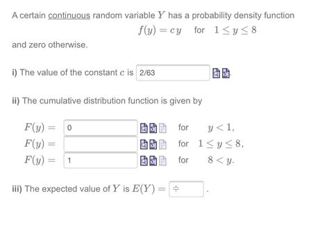 Solved A Certain Continuous Random Variable Y Has A Chegg Com