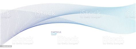 모션 벡터 추상 배경의 파란색 점 입자 배열 물결 모양의 흐름 움직임의 포인트의 곡선 선 기술 및 과학 일러스트레이션 배경 주제에 대한 스톡 벡터 아트 및 기타 이미지
