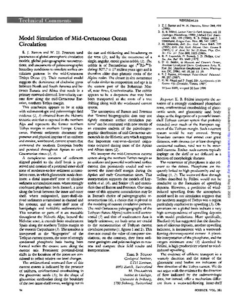 Pdf Model Simulation Of Mid Cretaceous Ocean Circulation