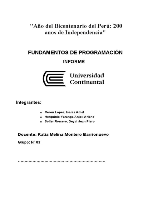 informe de fundamentos de programación pdf c programación de computadoras