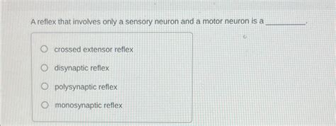 Solved A Reflex That Involves Only A Sensory Neuron And A
