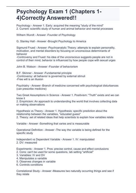 Psychology Exam 1 Chapters 1 4 Correctly Answered Psychology Stuvia Us