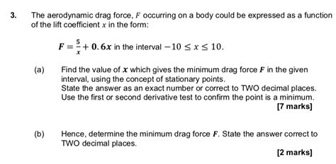Solved The Aerodynamic Drag Force F Occurring On A Body Chegg