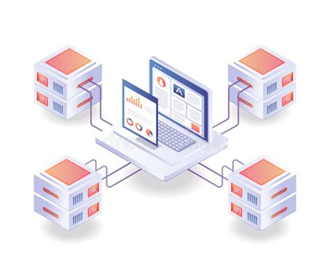 Computer Network Data Analysis Server Stock Vector Illustration Of