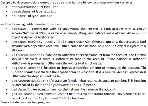 Solved Design A Bank Account Class Named Account That Has