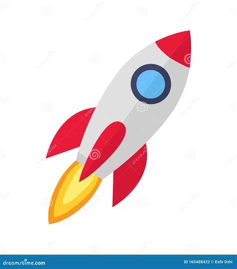 Rocket Ship Colored Icon In Flat Isolated On White Background Stock