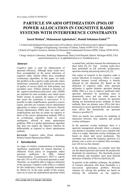 Pdf Particle Swarm Optimization Pso Of Power Allocation In