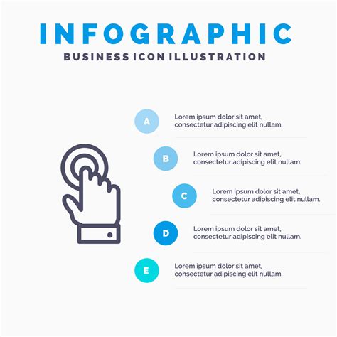 Touch Touchscreen Interface Technology Blue Infographics Template 5 Steps Vector Line Icon
