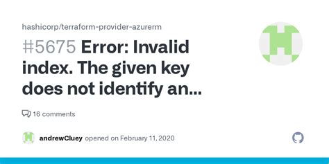 Error Invalid Index The Given Key Does Not Identify An Element In