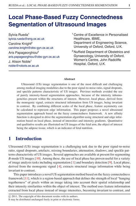 Pdf Local Phase Based Fuzzy Connectedness Segmentation Of Ultrasound Images