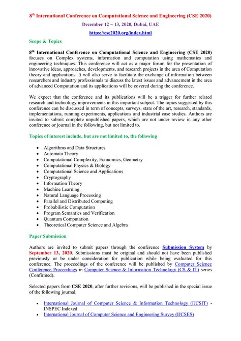 8th International Conference On Computational Science And Engineering