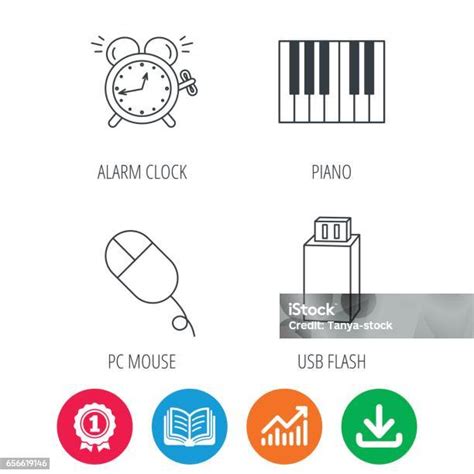 알람 시계 Usb 플래시 및 Pc 마우스를 아이콘 0명에 대한 스톡 벡터 아트 및 기타 이미지 0명 Usb 메모리 가정 생활 Istock