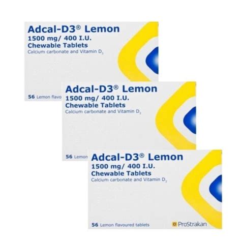 Adcal D3 1500mg 400 Iu 3 X 56 Chewable Lemon Tablets Calcium