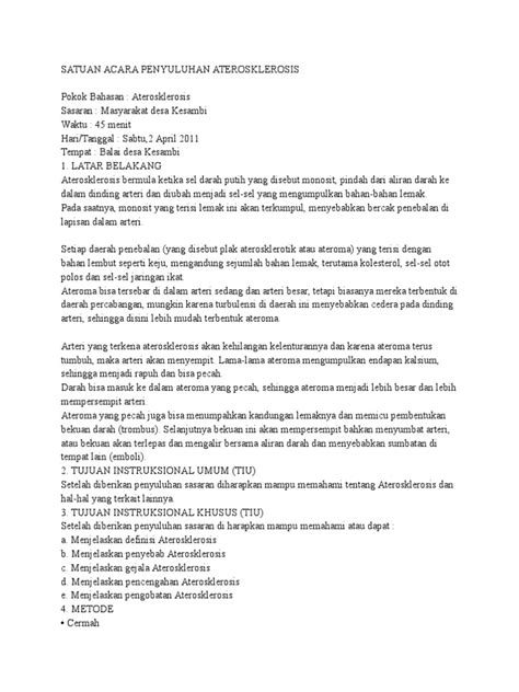 Satuan Acara Penyuluhan Aterosklerosis Pdf