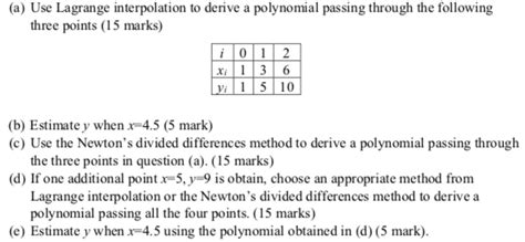 Solved A Use Lagrange Interpolation To Derive A Polynomial