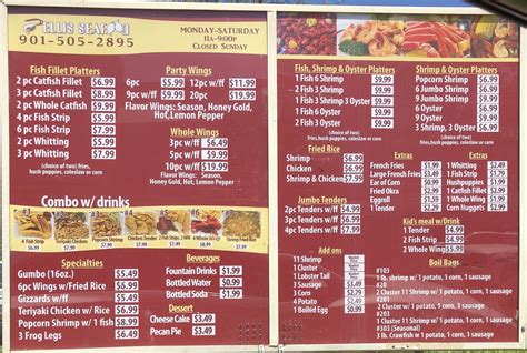 Menu For Ellis Seafood In Memphis Tn Sirved
