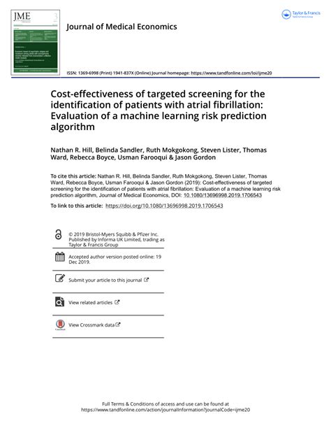 Pdf Cost Effectiveness Of Targeted Screening For The Identification