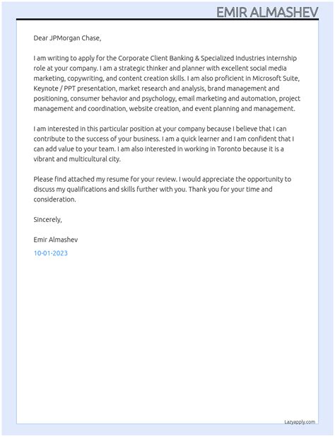 Cover Letter For Jpmorgan Chase Lazyapply