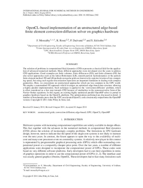 pdf opencl based implementation of an unstructured edge based finite