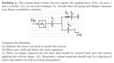 Solved Problem 1 The System Shown Below Has Two Inputs The Chegg Com