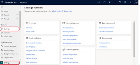 unable to see the advanced settings under marketing settings in