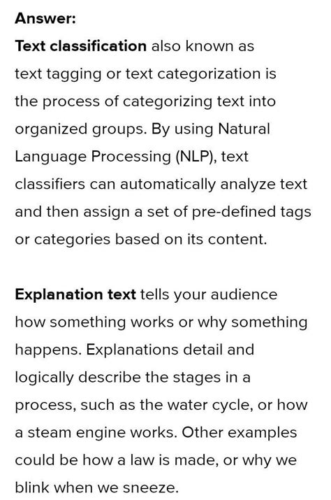 Classification Text Types Sample Brainlyph Classification Text Types Sample Brainlyph