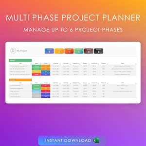 Multi Phase Project Planner Management Dashboard Excel Template