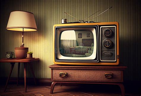 Retro Television From The Fifties Old Fashioned Vintage Living Room