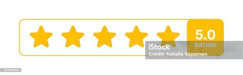 현대적인 사각형 배지 모양 평가 시스템 고객 만족도 검토 Ui 디자인 투명 배경에 격리 된 벡터 아이콘에 대한 벡터 피드백 요소에 50 등급의 5 개의 노란색 별 검사