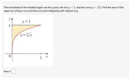 The Boundaries Of The Shaded Region Are The Y Axis The Line Y1 And The Curve Y√x Find The