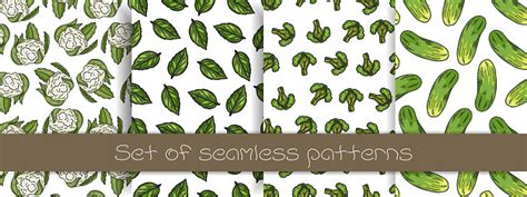 다른 야채를 가진 완벽 한 패턴의 세트입니다 브로콜리 시금시 오이 양배추 등 평면 벡터 일러스트 레이 션 가지 채소에 대한 스톡 벡터 아트 및 기타 이미지 Istock