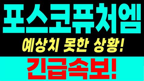포스코퓨처엠 주가전망 예상치 못한상황 긴급속보 차트분석 실시간대응 Youtube