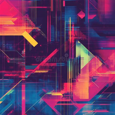 Abstract Geometric Design With Bright Colors And Overlapping Shapes Stock Illustration