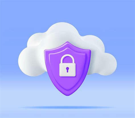 3d White Cloud With Locked Padlock Render Cloud With Pad Lock Icon