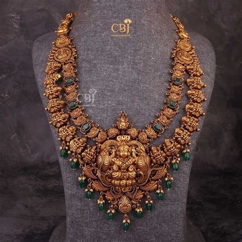 2 Step Antique Lakshmi Haram Indian Gold Necklace Designs Wedding