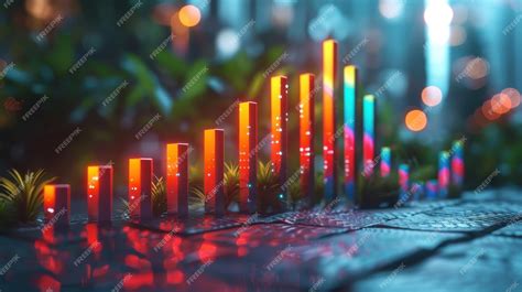 A Vibrant Glowing Bar Chart In An Outdoor Urban Setting Symbolizing