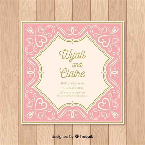 손으로 그린 웨딩 카드 템플릿 무료 벡터