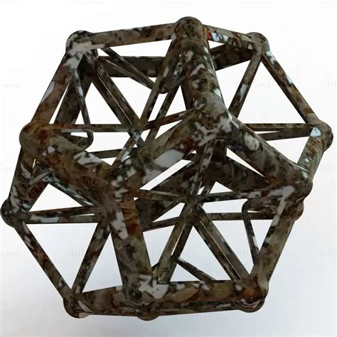 wireframe shape excavated dodecahedron 3d printing model stl