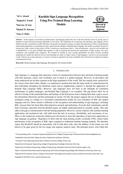 Pdf Kurdish Sign Language Recognition Using Pre Trained Deep Learning Models