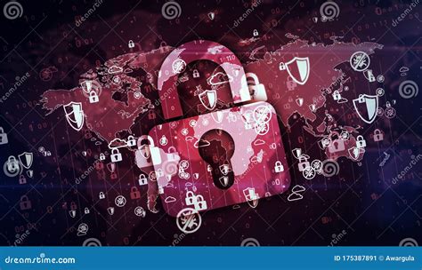 Cyber Security Symbols On Digital Globe Background Stock Illustration