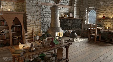 幻想炼金术实验室3d插图