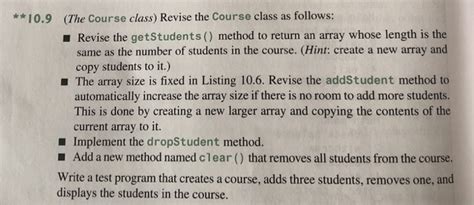 Solved The Course Class Revise The Course Class As