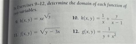 Solved In Exercises 9 12 Determine The Domain Of Each Chegg Com